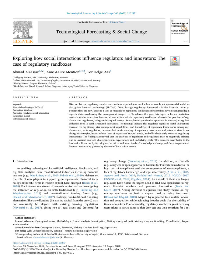 Exploring how social interactions influence regulators and innovators ... Exploring how social interactions influence regulators and innovators ...